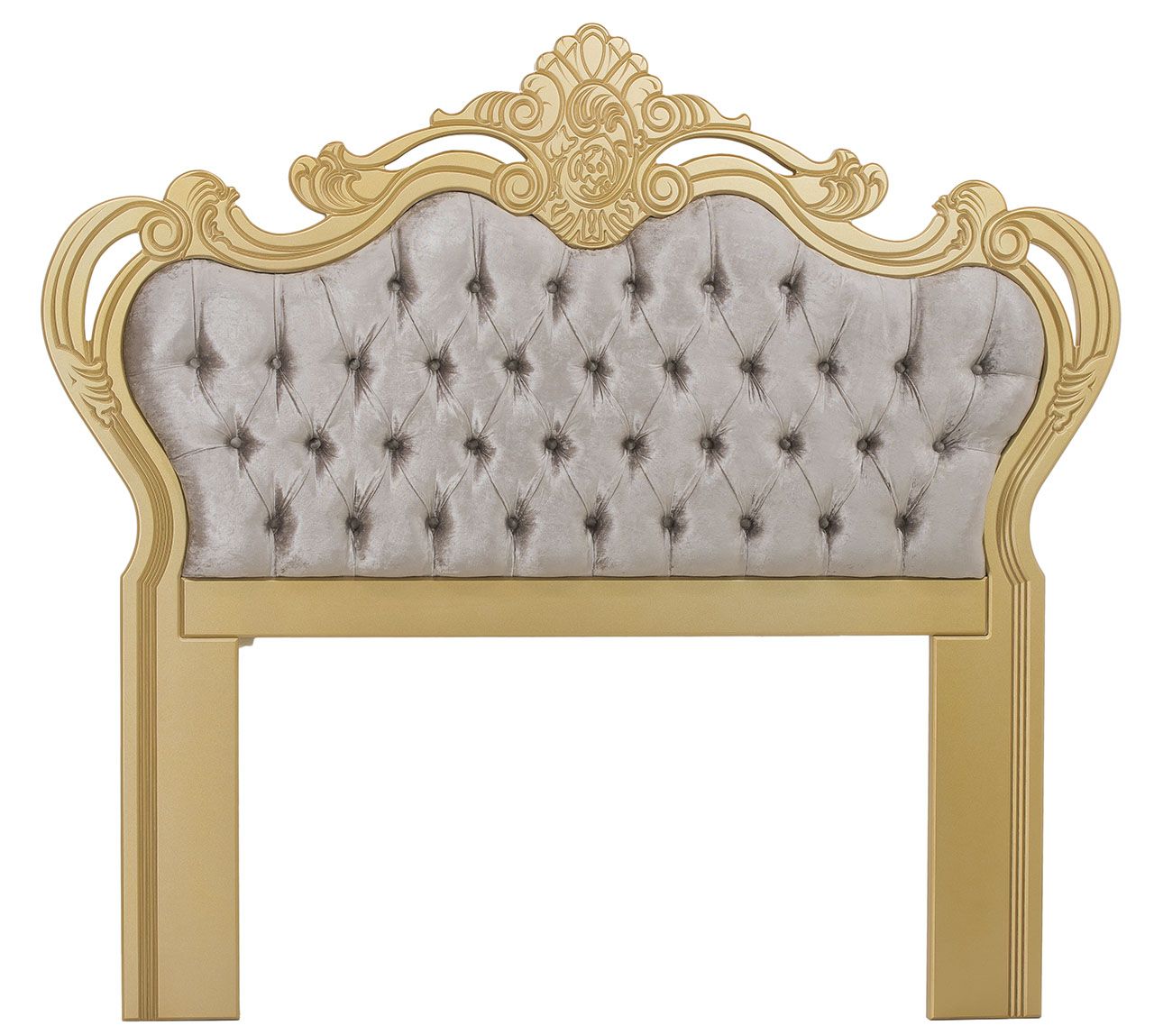 Cabeceira Entalhada Genova Queen com Capitonê Dourada com Cinza Brilha ...